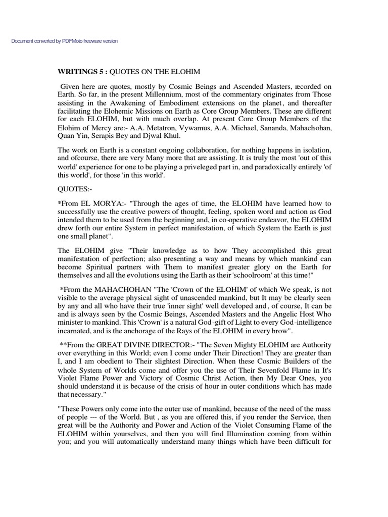Elohim Quotes | PDF | Ascended Master | Religious Belief And Doctrine
