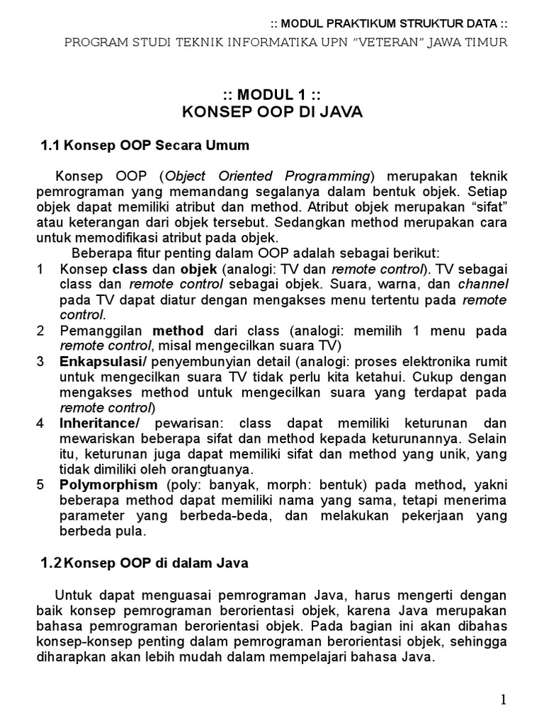 Konsep OOP dalam Pemrograman Java | PDF