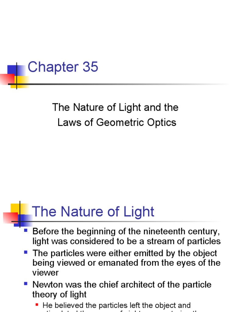 The Nature of Light The Laws of Geometric Optics | PDF | Refraction ...