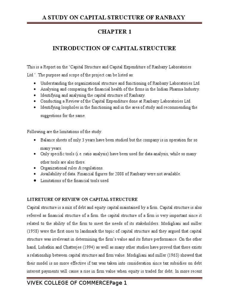 Capital Structure - Ranbaxy | PDF | Capital Structure | Internal Rate ...