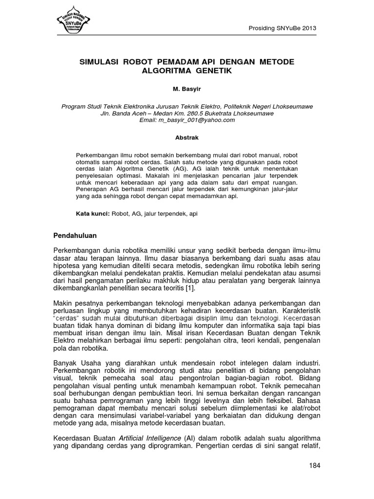 Simulasi Robot Pemadam API Dengan Metode Algoritma Genetik | PDF