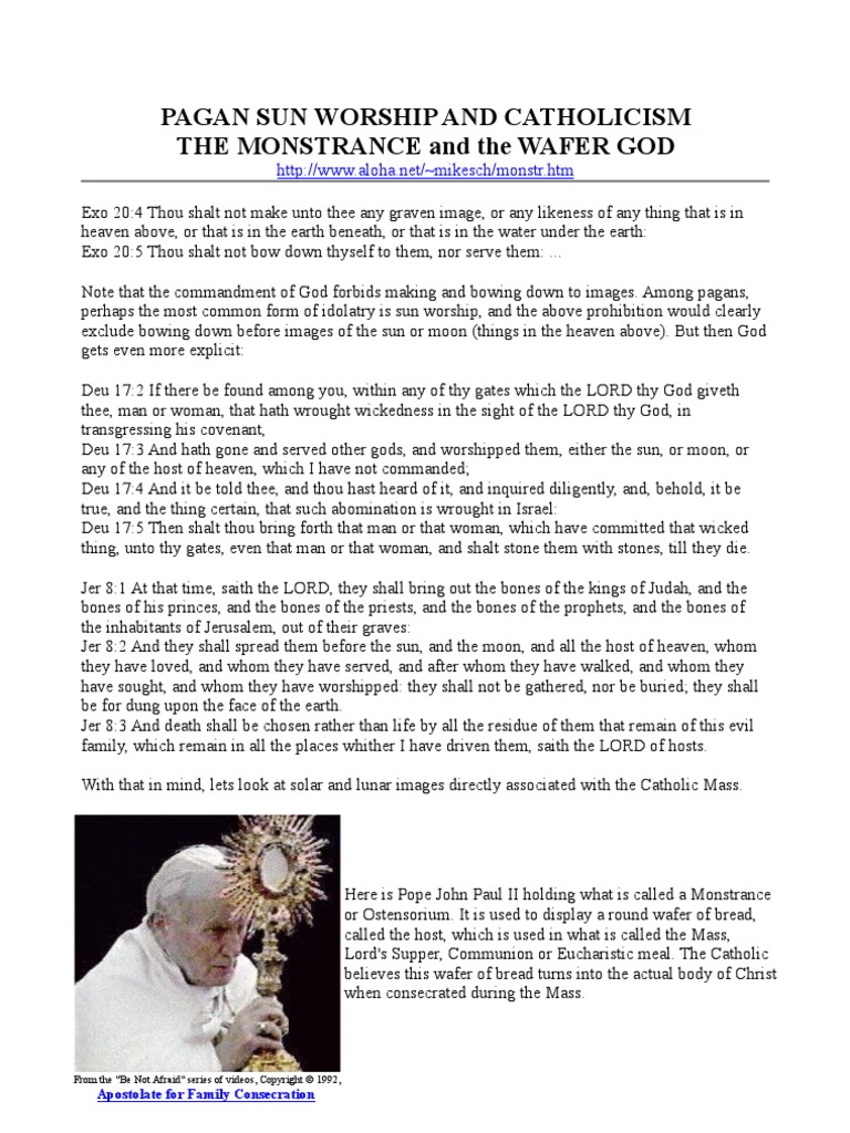 PAGAN SUN WORSHIP AND CATHOLICISM | Eucharist | Isis