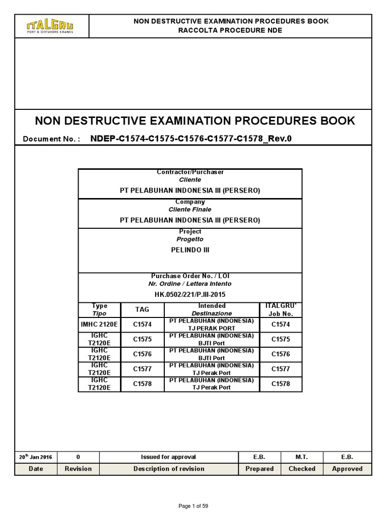 Non-Destructive Examination Procedures Book for Visual and Magnetic ...