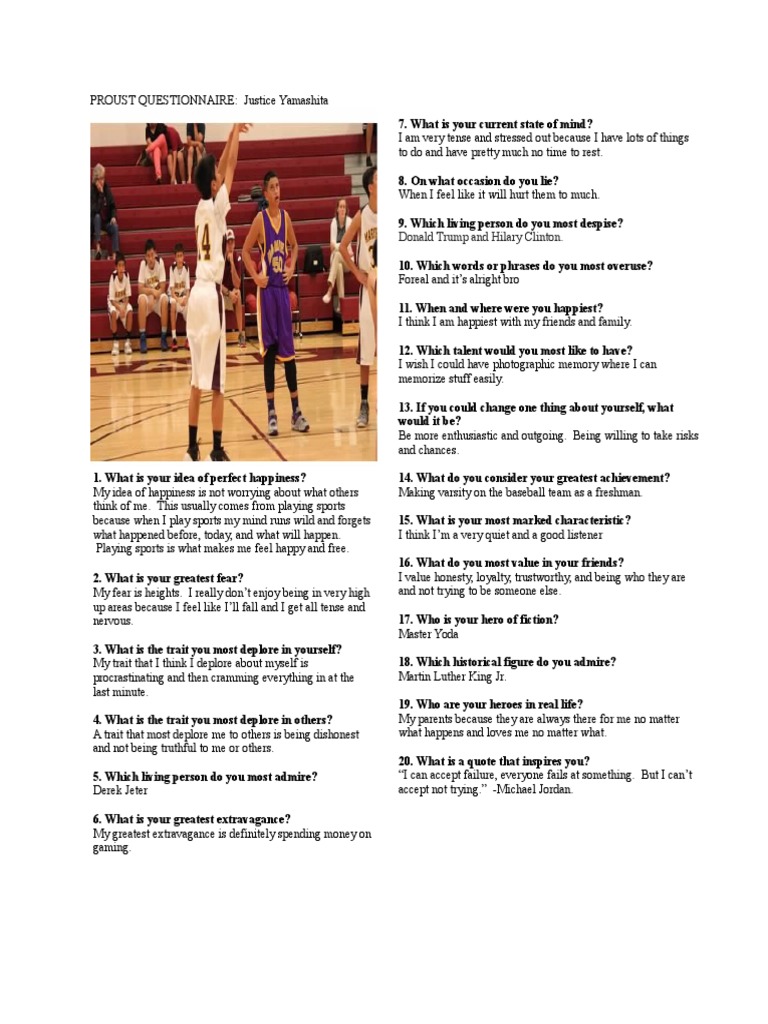 Proust Questionnaire | PDF