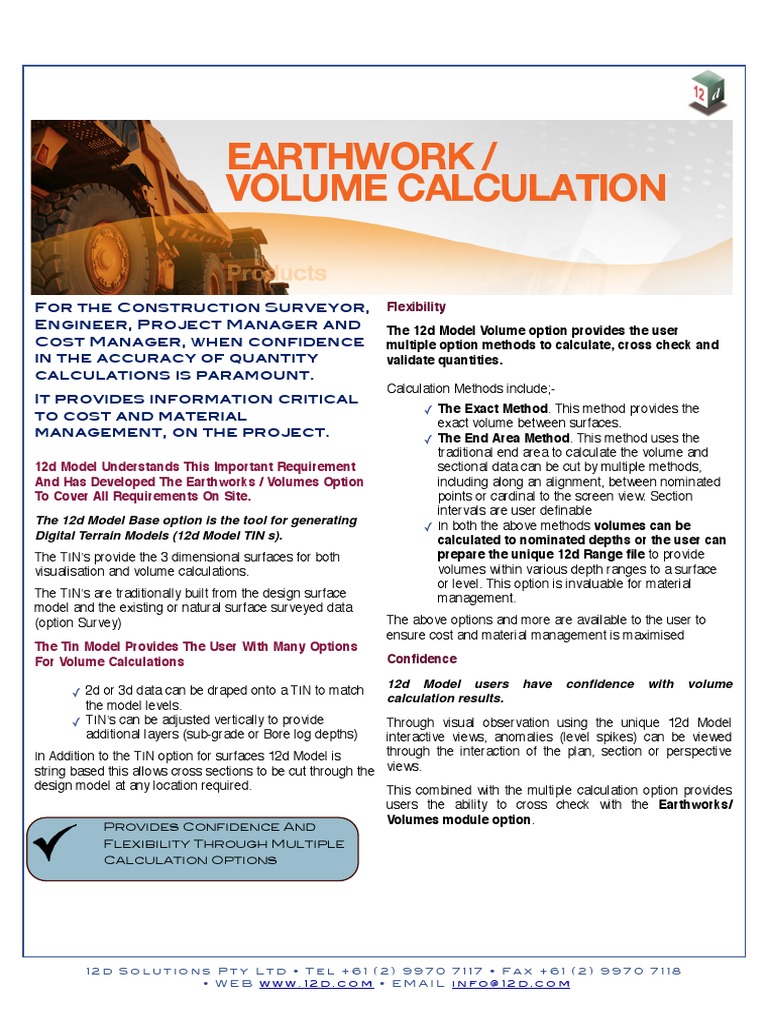 12d Earthworks Volumes AU PDF | PDF | Surveying | Volume