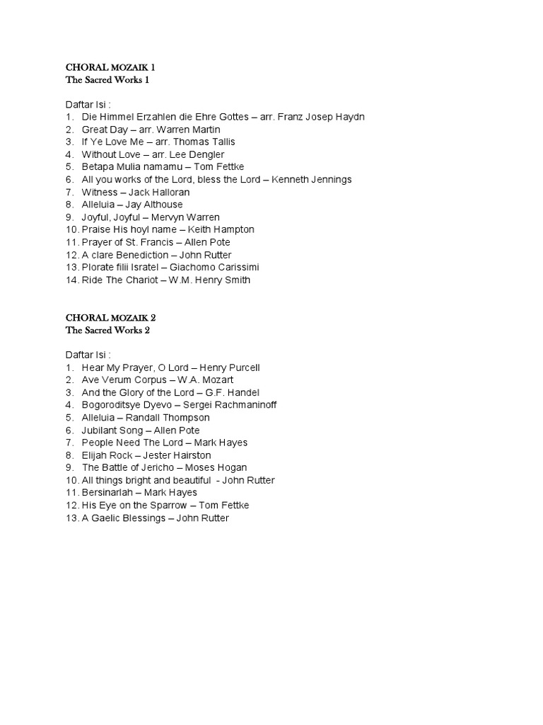 Buku Partitur Not Angka - Daftar Isi PDF | PDF