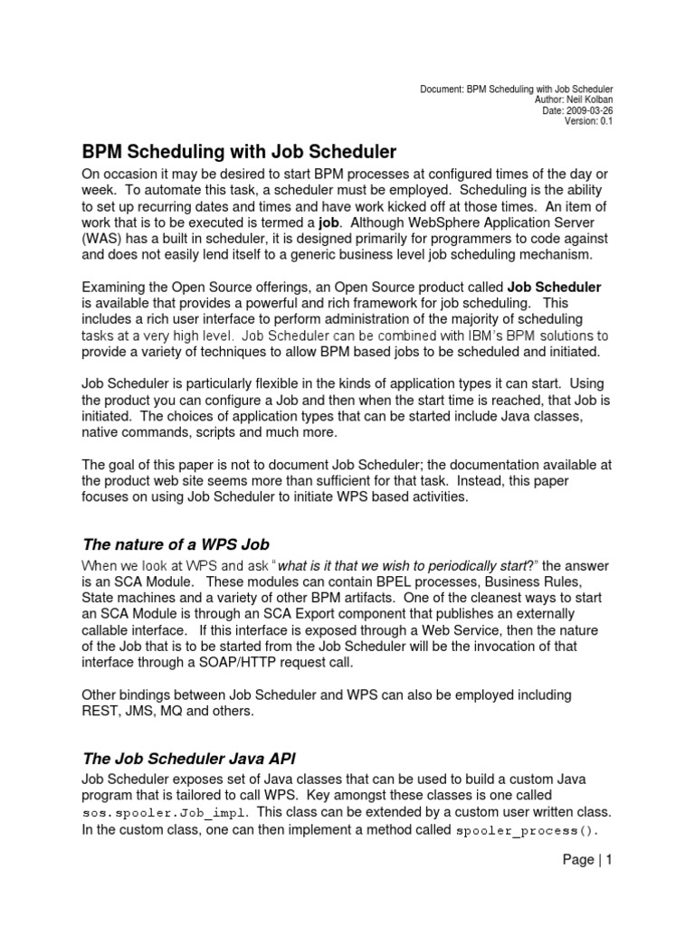 BPM Scheduling With Job Scheduler | PDF | Java Virtual Machine ...