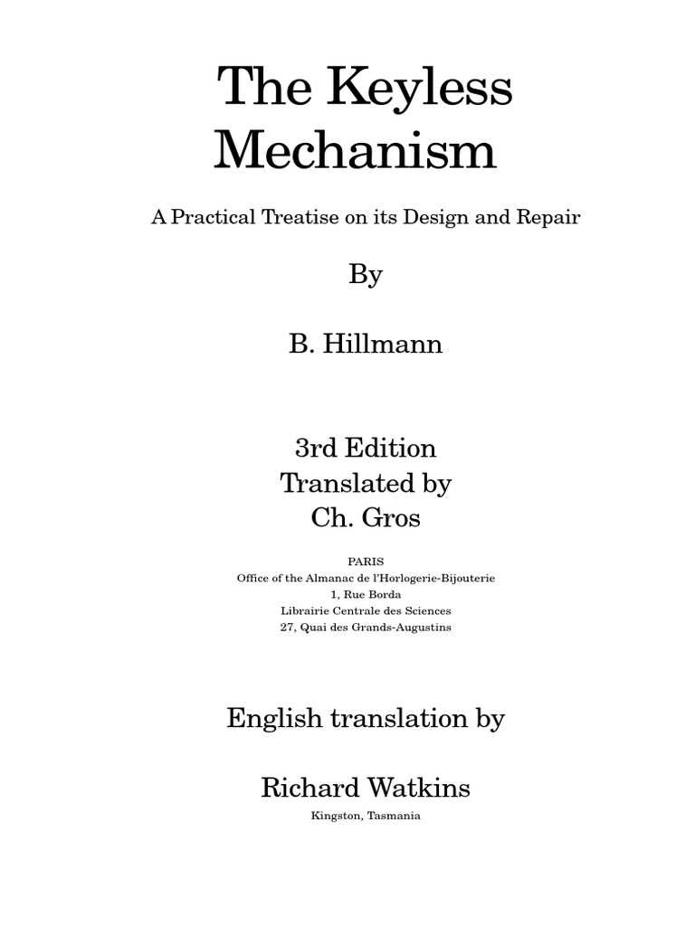 Hillmann The Keyless Mechanism | PDF | Gear | Transmission (Mechanics)
