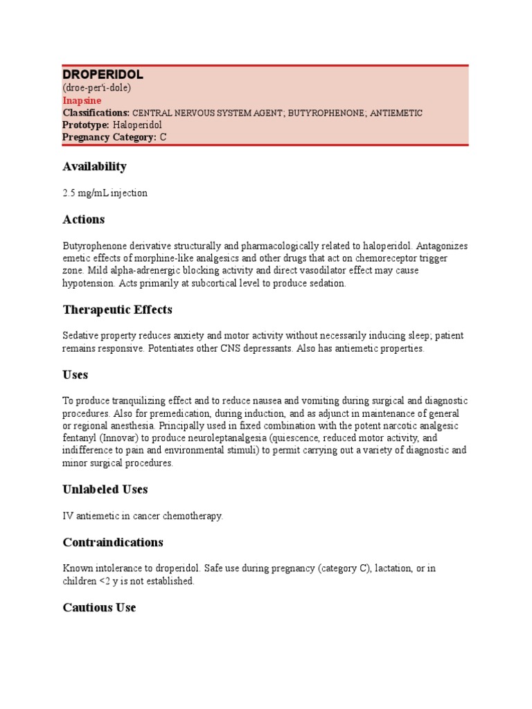 Droperidol | Opioid | Clinical Medicine