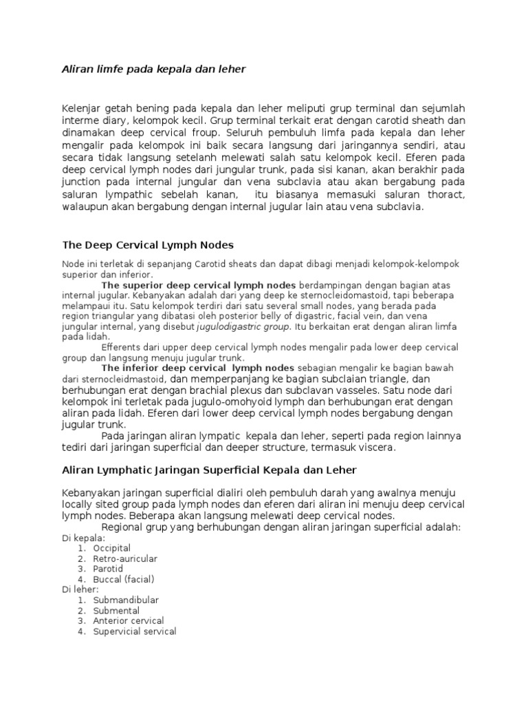 Aliran Limfe di Kepala dan Leher | PDF