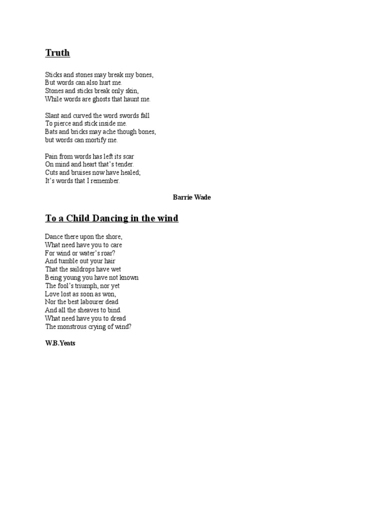 Poem Selection For Juniors | PDF