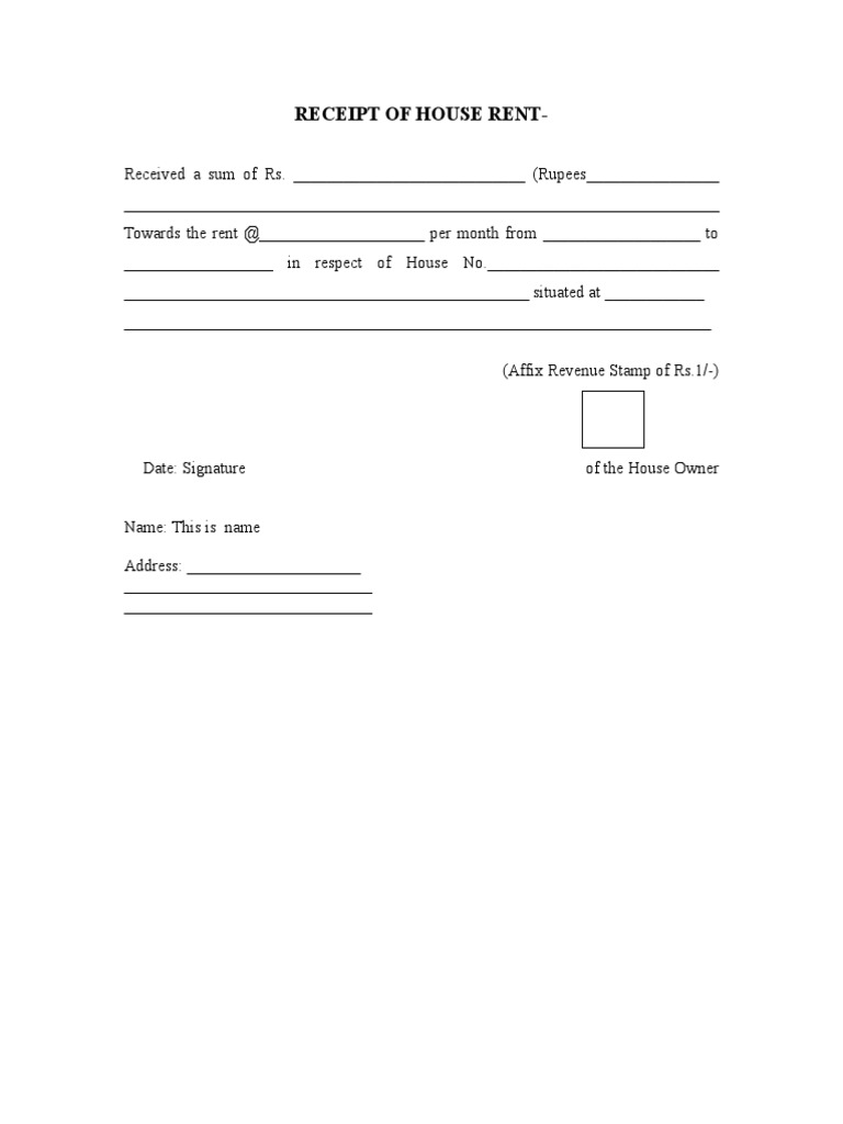 House Rent Receipt | PDF