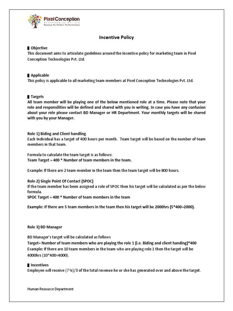 Incentive Policy | PDF | Human Resource Management | Business