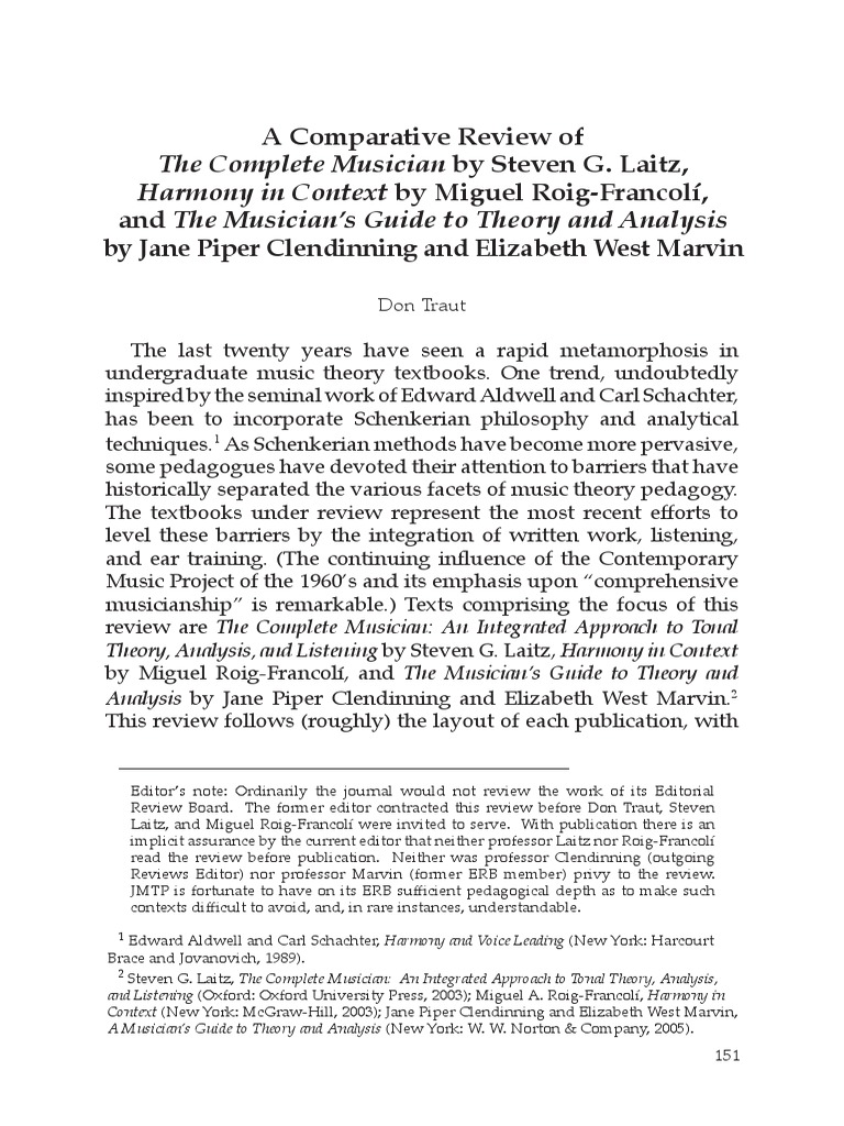 A Comparative Review of The Complete Musician by Steven G. Laitz ...