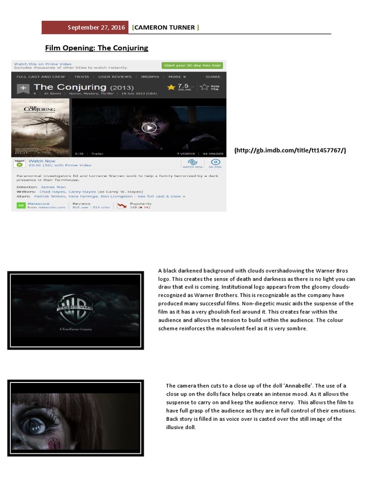 Film Opening - The Conjuring (Part 1) | PDF