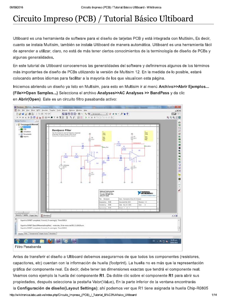 Circuito Impreso (PCB) - Tutorial Básico Ultiboard - Wikitronica | PDF