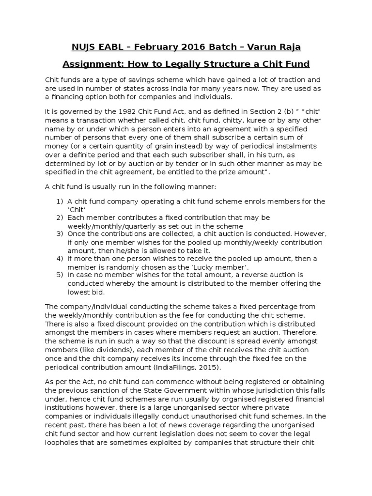 Legal Structure of Chit Funds in India | PDF | Government | Government Information