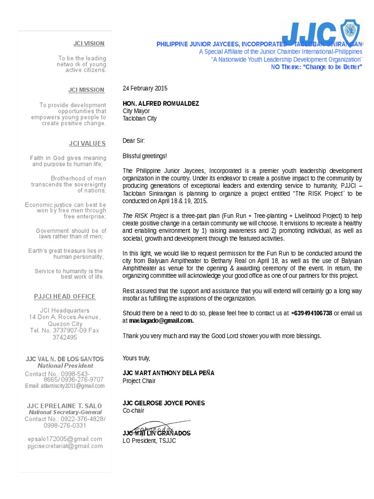 Letter To Mayor For Permit | PDF