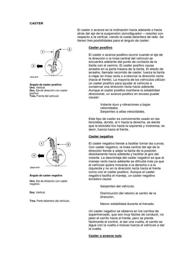 Caster y Camber | PDF | Eje | Ingeniería de Transporte