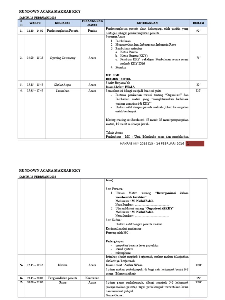 Rundown Acara Makrab Kky | PDF