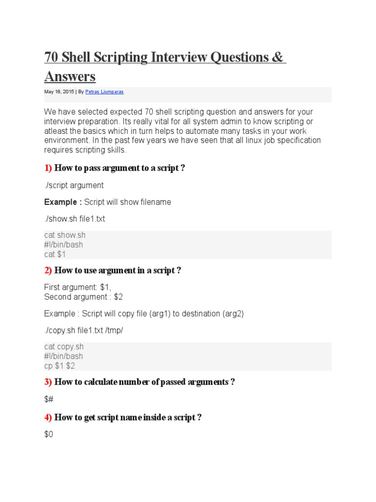 70 Shell Scripting Interview Questions Pdf Command Line Interface Scripting Language