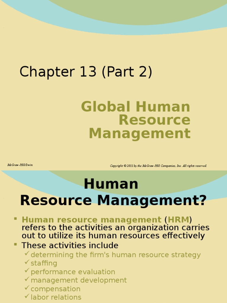 Chapter 13 (Part 2) : Global Human Resource Management | PDF ...
