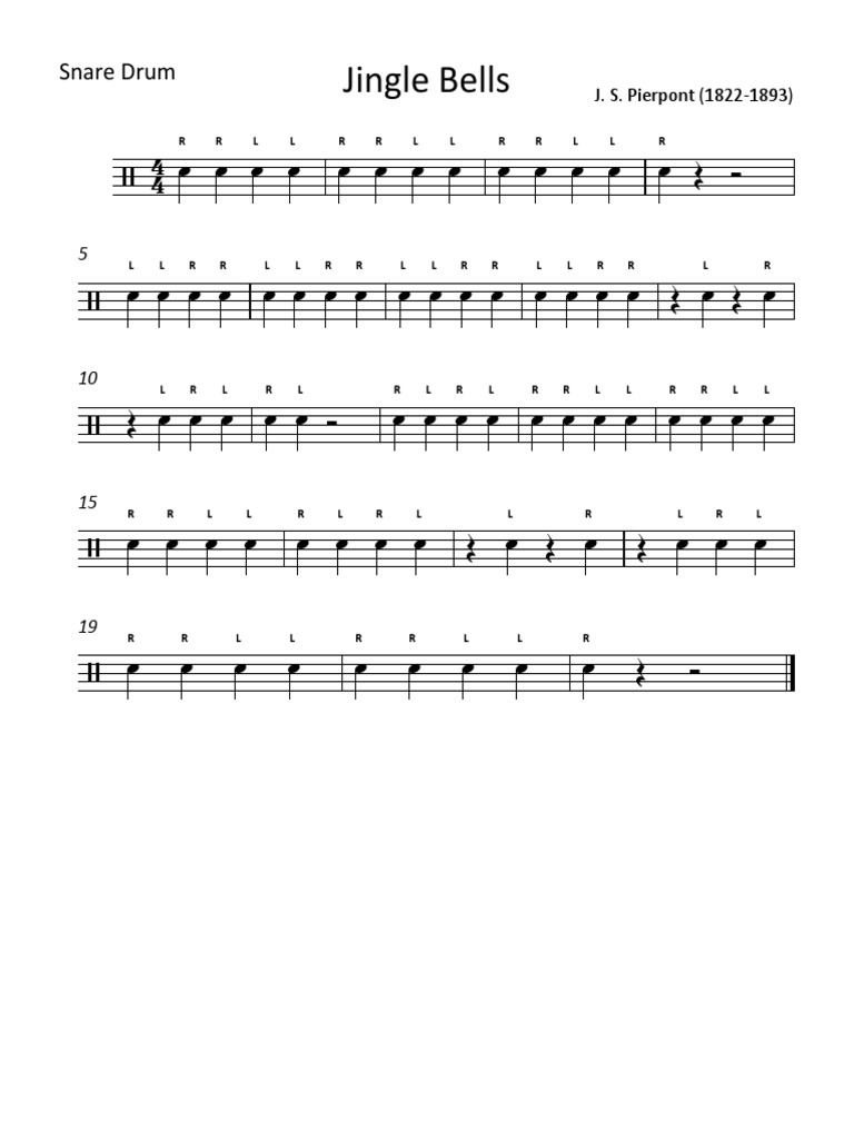 Jingle Bells Snare Drum Sheet Music | PDF