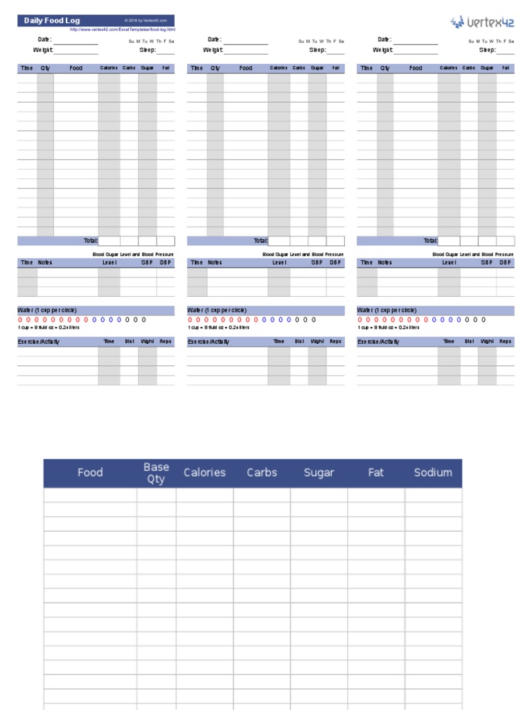 Daily Food Log | PDF | Wellness