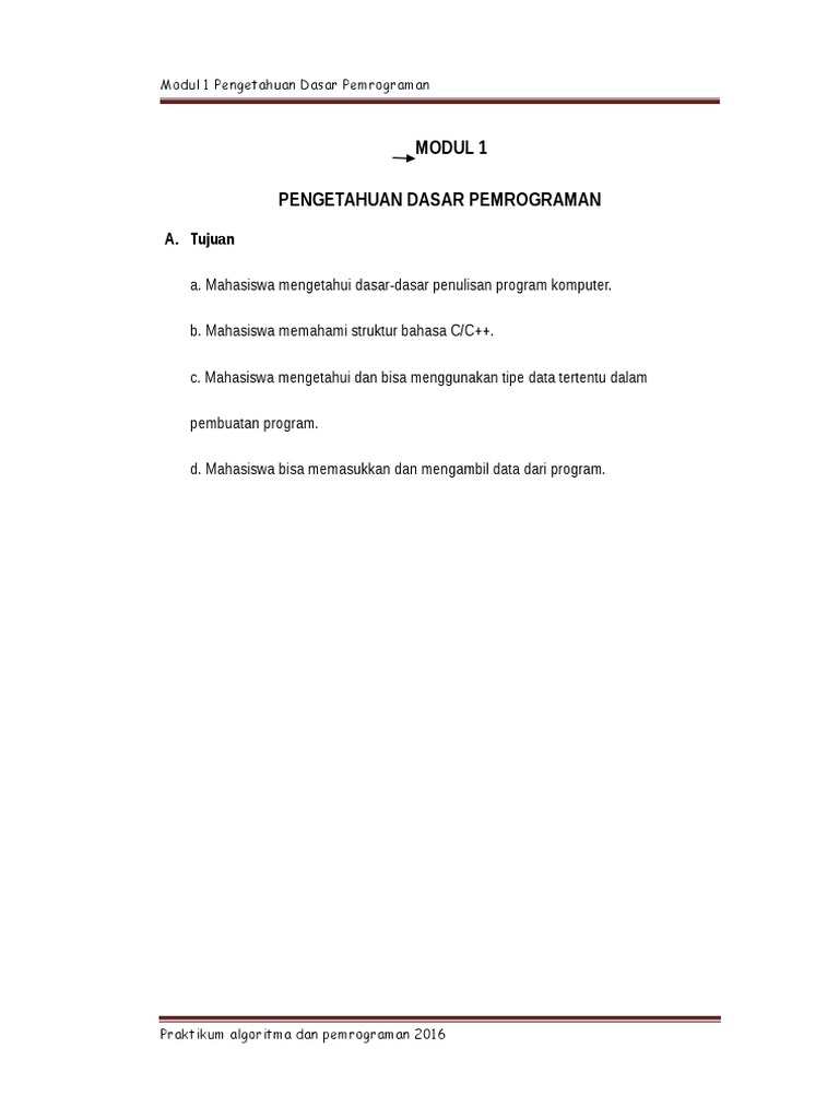 Modul I - Pengetahuan Dasar Pemrograman | PDF