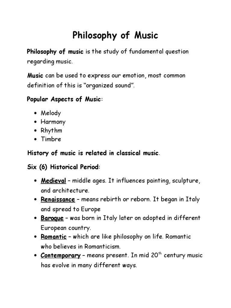 Definition and Philosophy of Music | PDF