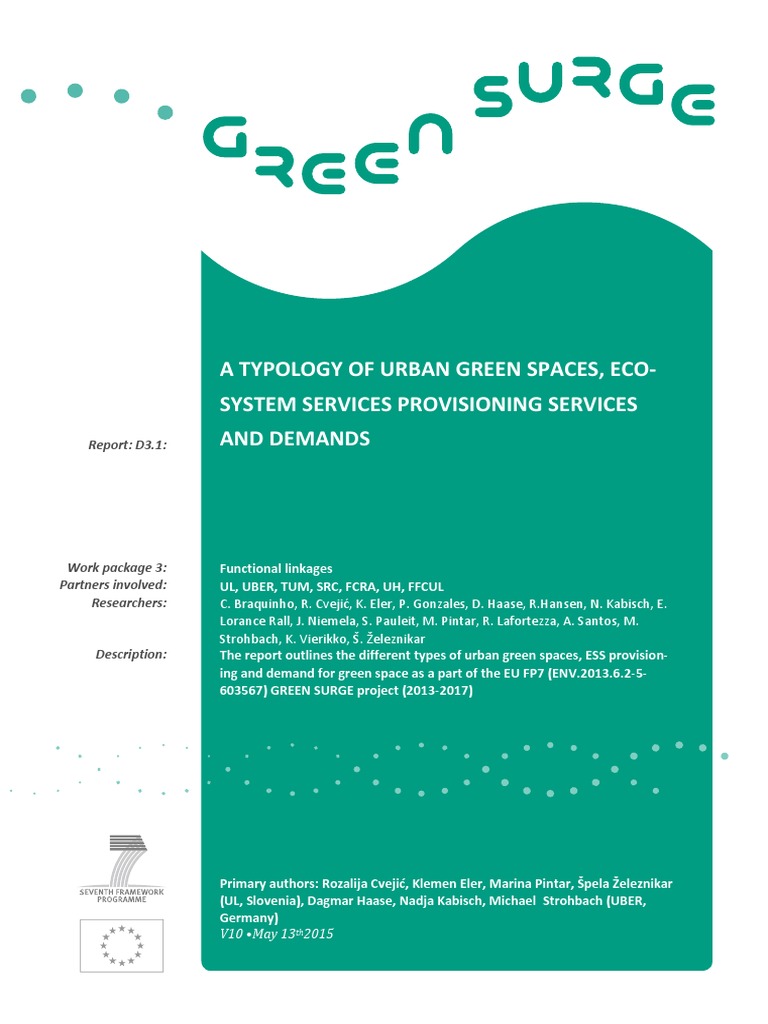 D3.1 Typology of Urban Green Spaces 1 | PDF | Ecosystem Services ...