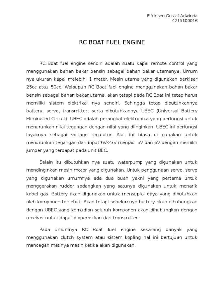 RC Boat Fuel Engine | PDF