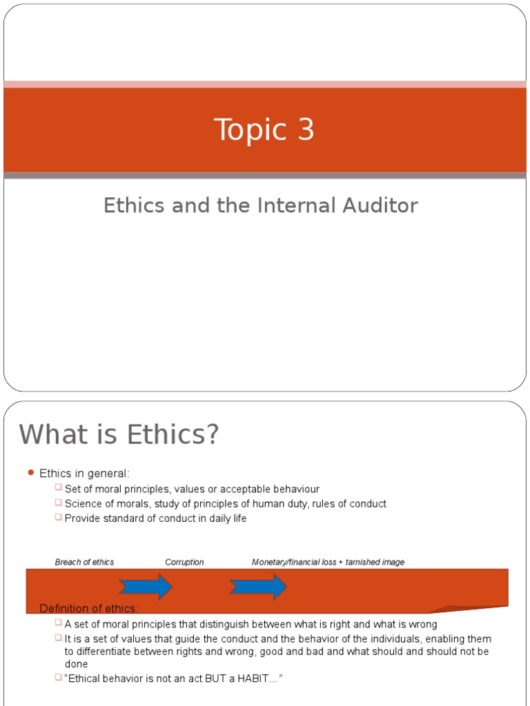 TOPIC 3 - Ethics & Internal Auditor | PDF | Internal Audit | Social ...