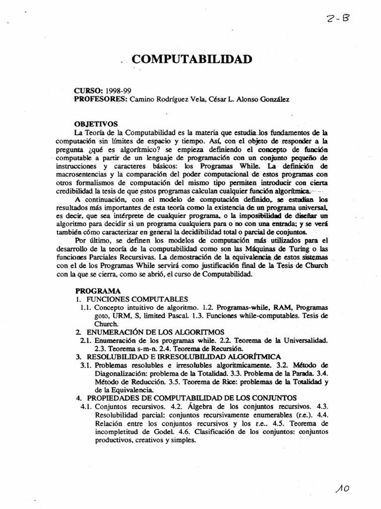 Computabilidad Problemas | PDF | Teoría de la computabilidad | Algoritmos