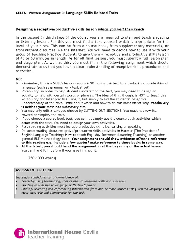 Language Skills Related Tasks | PDF | Applied Linguistics ...