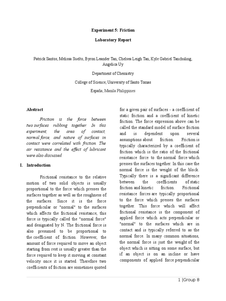 Lab Report 5 - Friction | PDF | Friction | Force