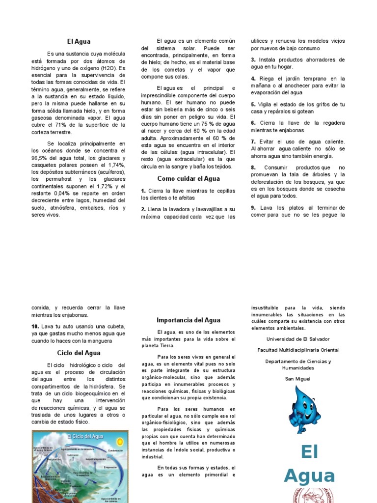 Triptico Sobre El Agua | PDF | Agua | Materiales transparentes