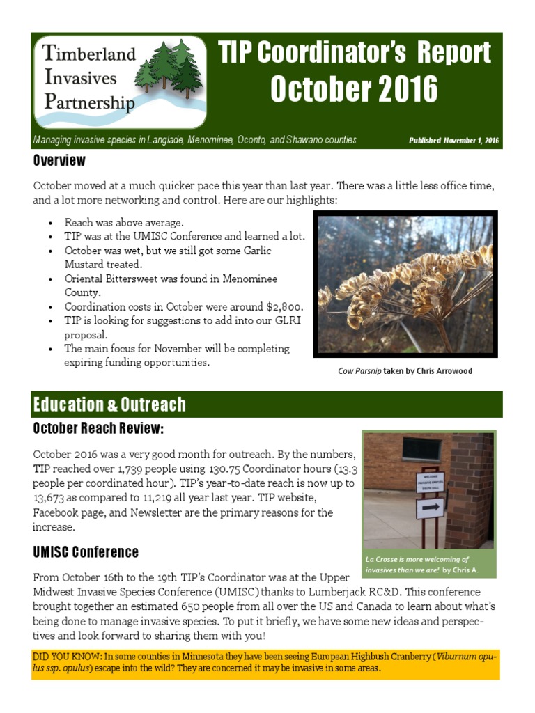 2016-10 Coordinators Report | PDF | Plants | Business