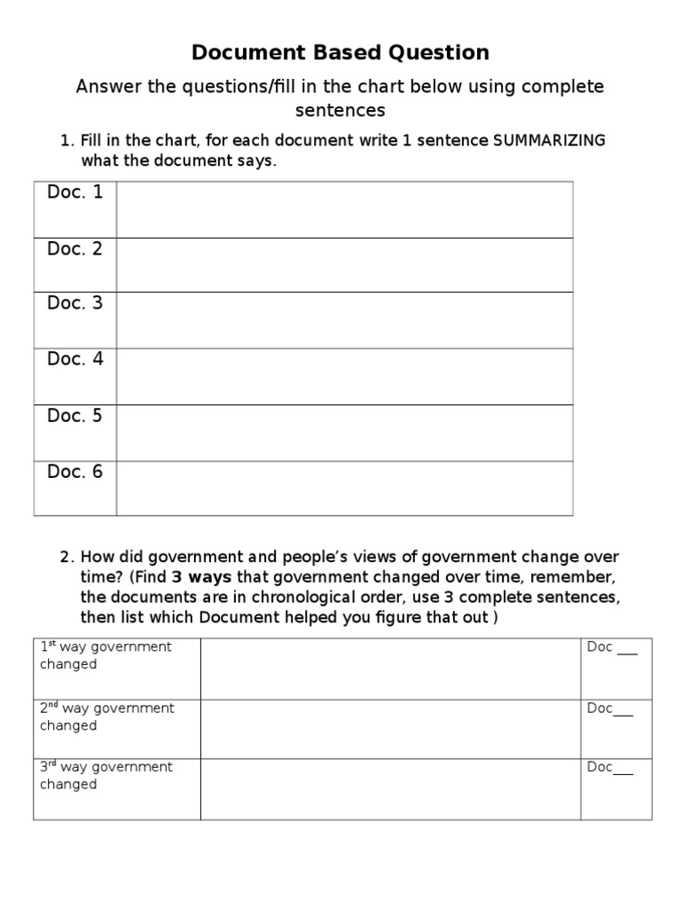 Document Based Question Academic Chart | PDF