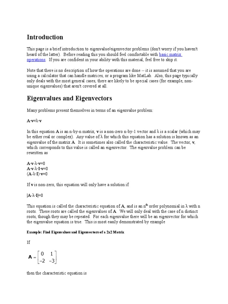 Eigen Vector | PDF | Eigenvalues And Eigenvectors | Matrix Theory