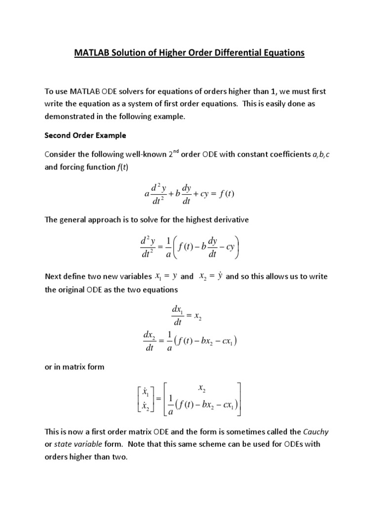 Higher Order ODEs PDF | PDF | Teaching Methods & Materials Higher Order ODEs PDF | PDF | Teaching Methods & Materials