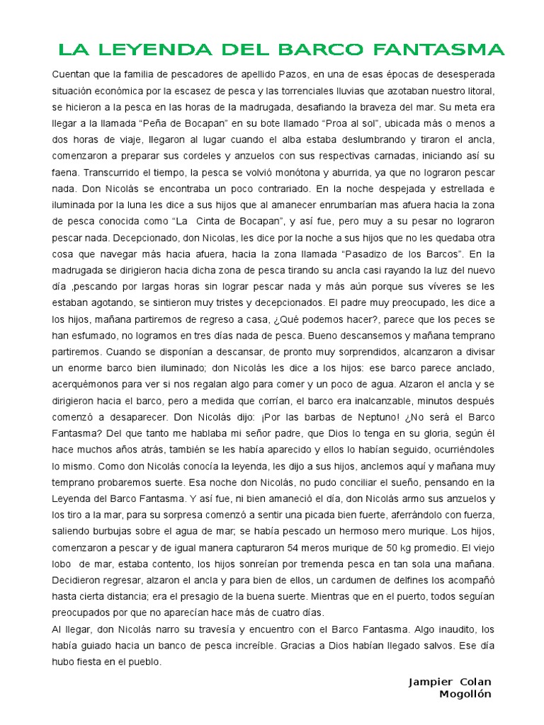 Leyenda Del Barco Fantasma | PDF