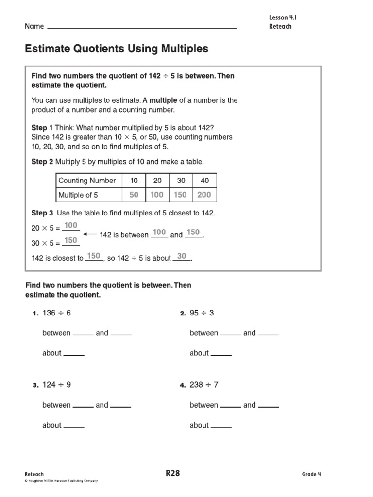 Go Math Reteach Book CH 4 | PDF
