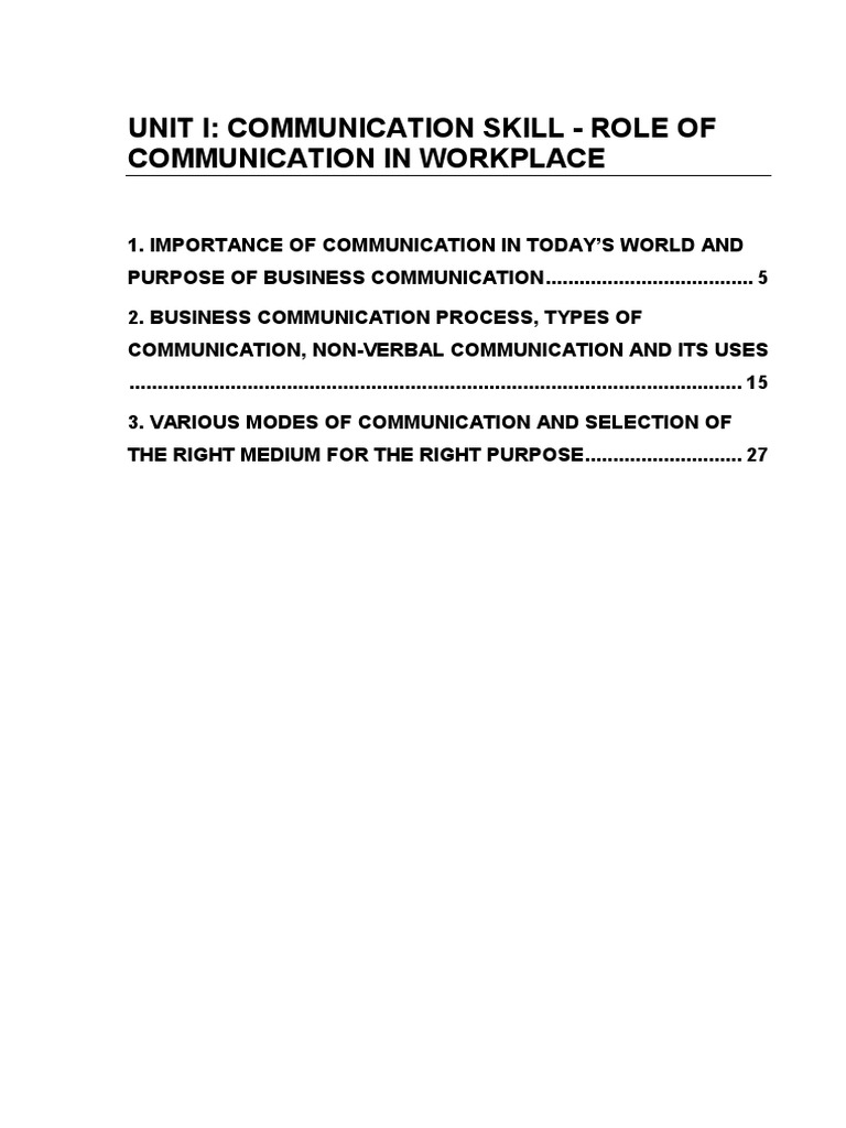 Business Communication - Unit 1 & 2 | PDF | Nonverbal Communication ...