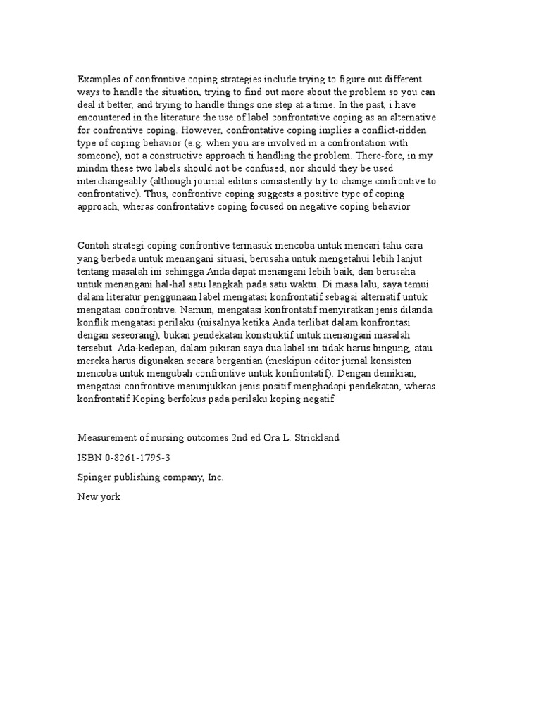 Distinguishing Between Constructive Confrontive Coping and Destructive ...