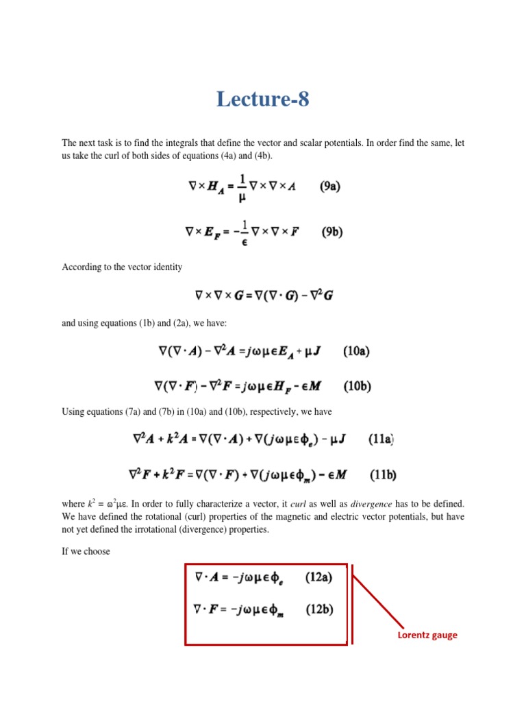 Lecture8 PDF | PDF | Divergence | Calculus