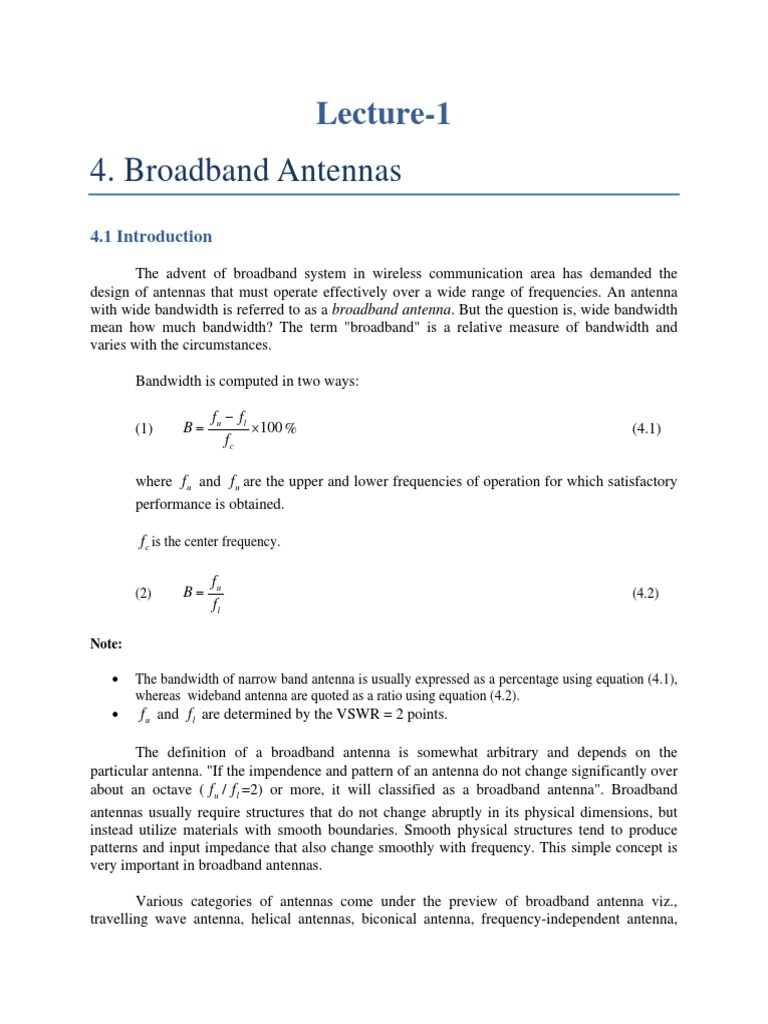 Lecture20 PDF | PDF | Bandwidth (Signal Processing) | Antenna (Radio)