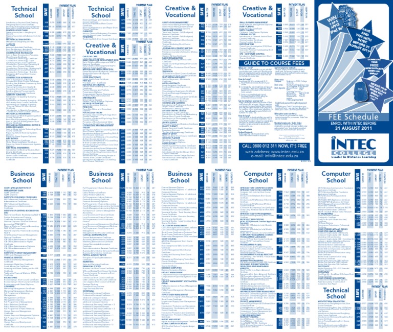 INTEC Fee Schedule | PDF | Comp Tia | Adobe Systems