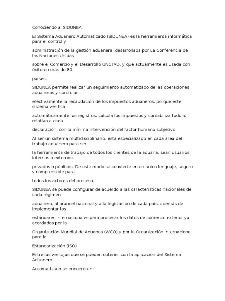 Conociendo Al SIDUNEA | PDF | aduana | El comercio internacional