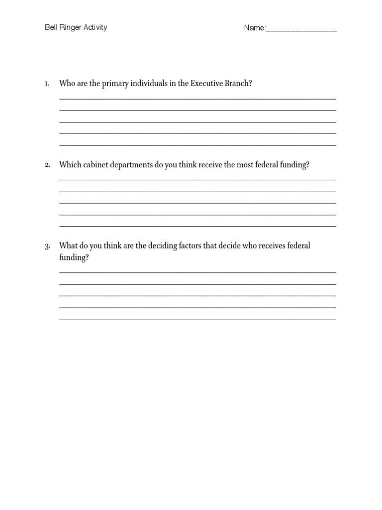Bell Ringer Activity Name | PDF